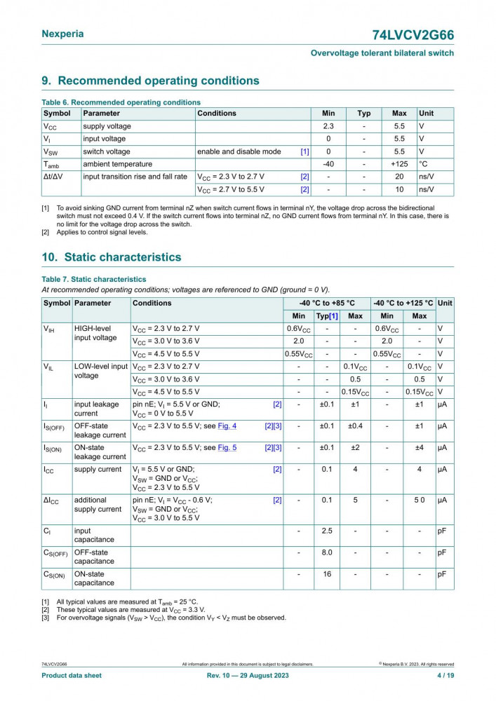 74LVCV2G66GTX datasheet page 4