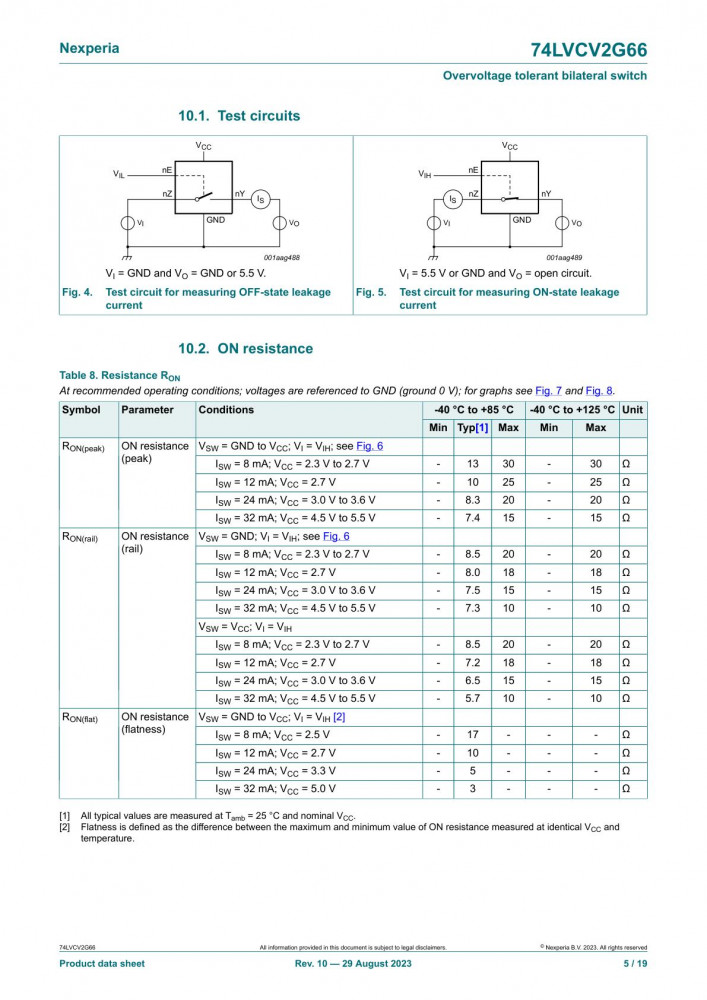 74LVCV2G66GTX datasheet page 5