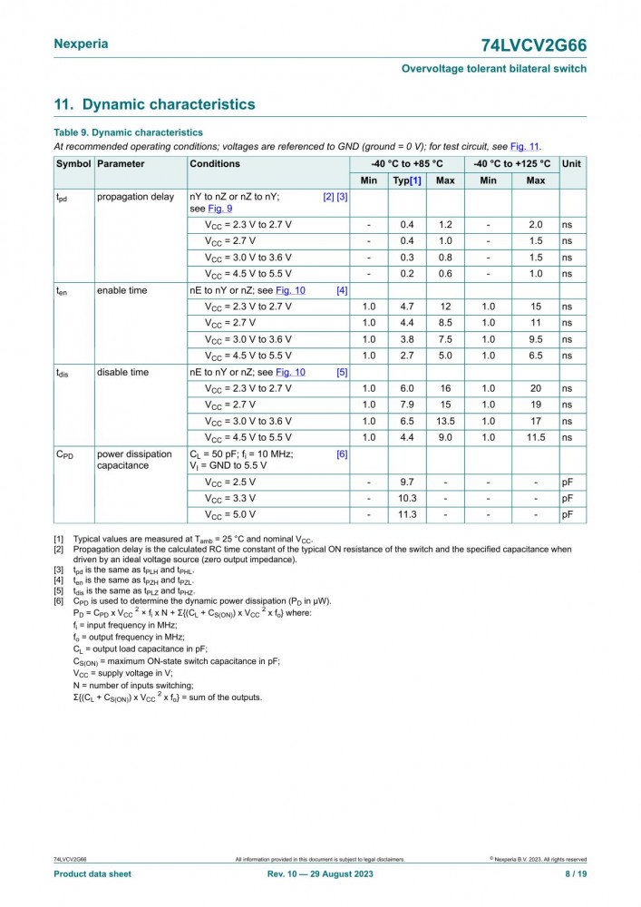 74LVCV2G66GTX datasheet page 8