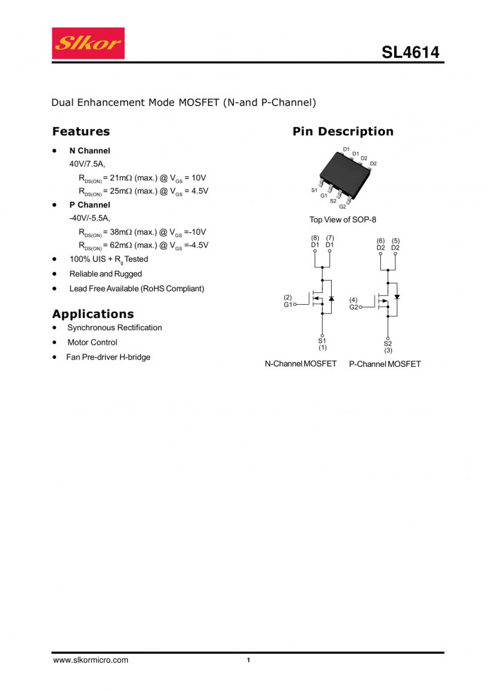 SL4614 datasheet page 1