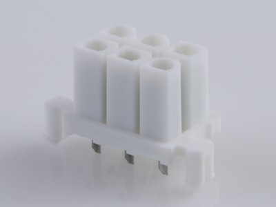 Mini-Fit Plus PCB Receptacle, 4.20mm Pitch, Dual Row, Vertical, Blind Mating, 6 Circuits, with Snap-in Plastic Peg PCB Lock, PA Polyamide Nylon 6/6, UL 94V-0, Select Gold (Au) Over Nickel (Ni) Plating