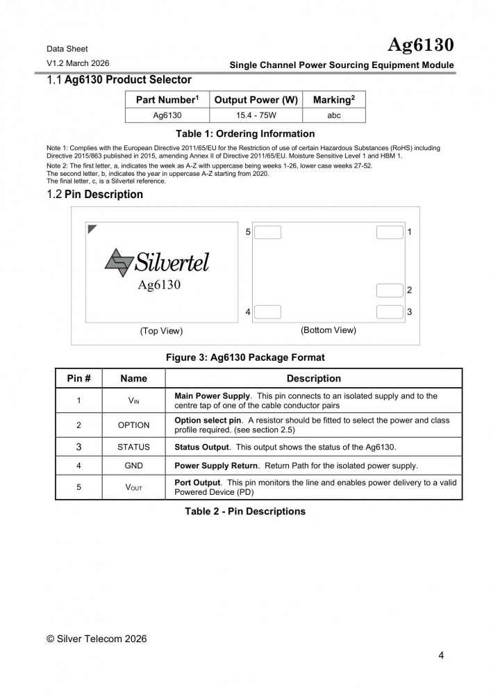 Ag6130 datasheet page 4