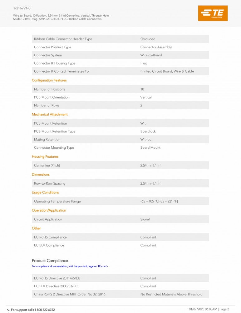 TE Connectivity 1-216791-0 document page 2