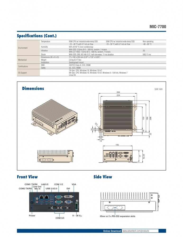 MIC-7700 product documentation page 2