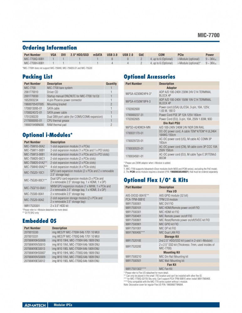 MIC-7700 product documentation page 3