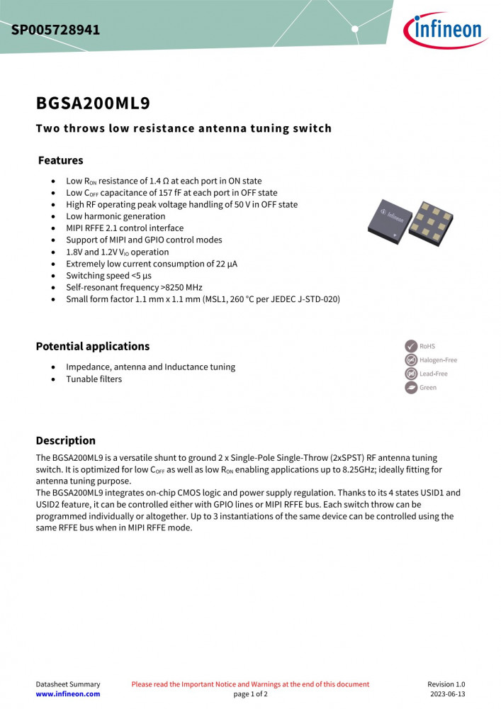 BGSA200ML9 technical document page 1