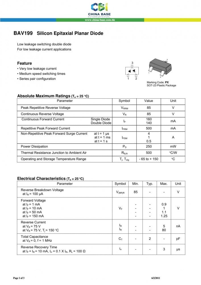 CBI BAV199 datasheet page 1