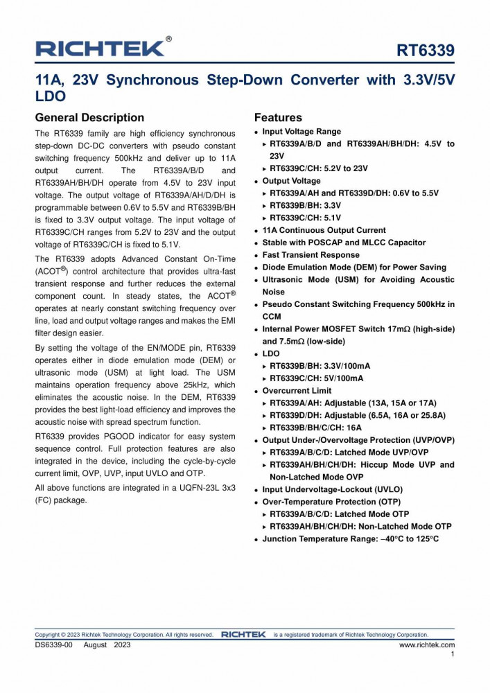 RT6339 technical document page 1
