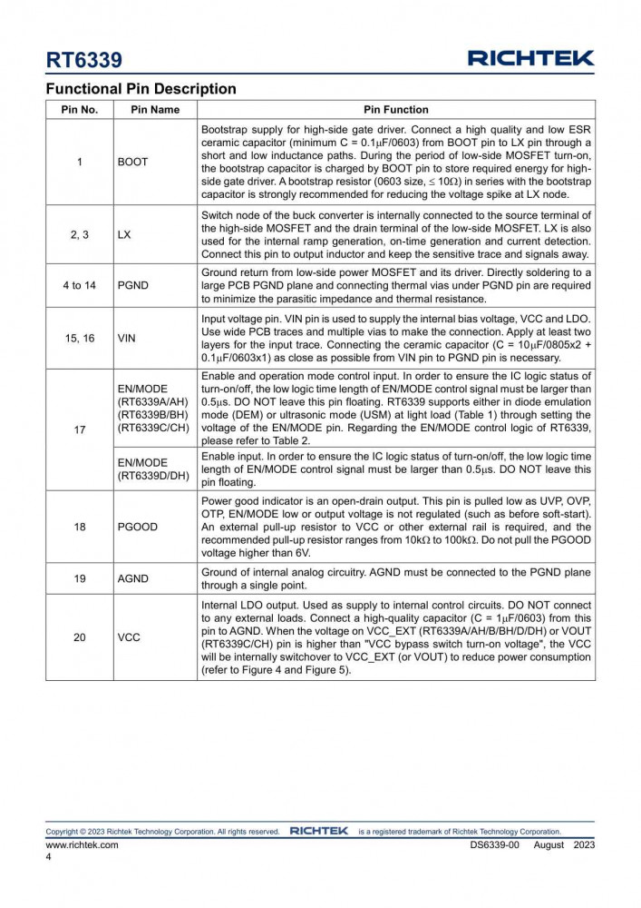 RT6339 technical document page 4
