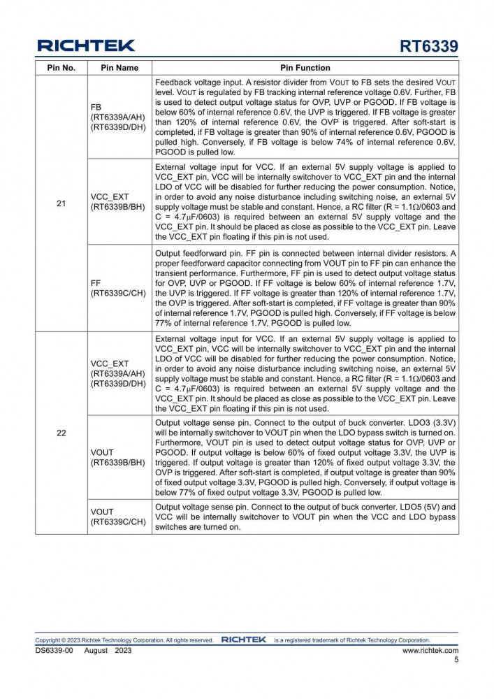 RT6339 technical document page 5