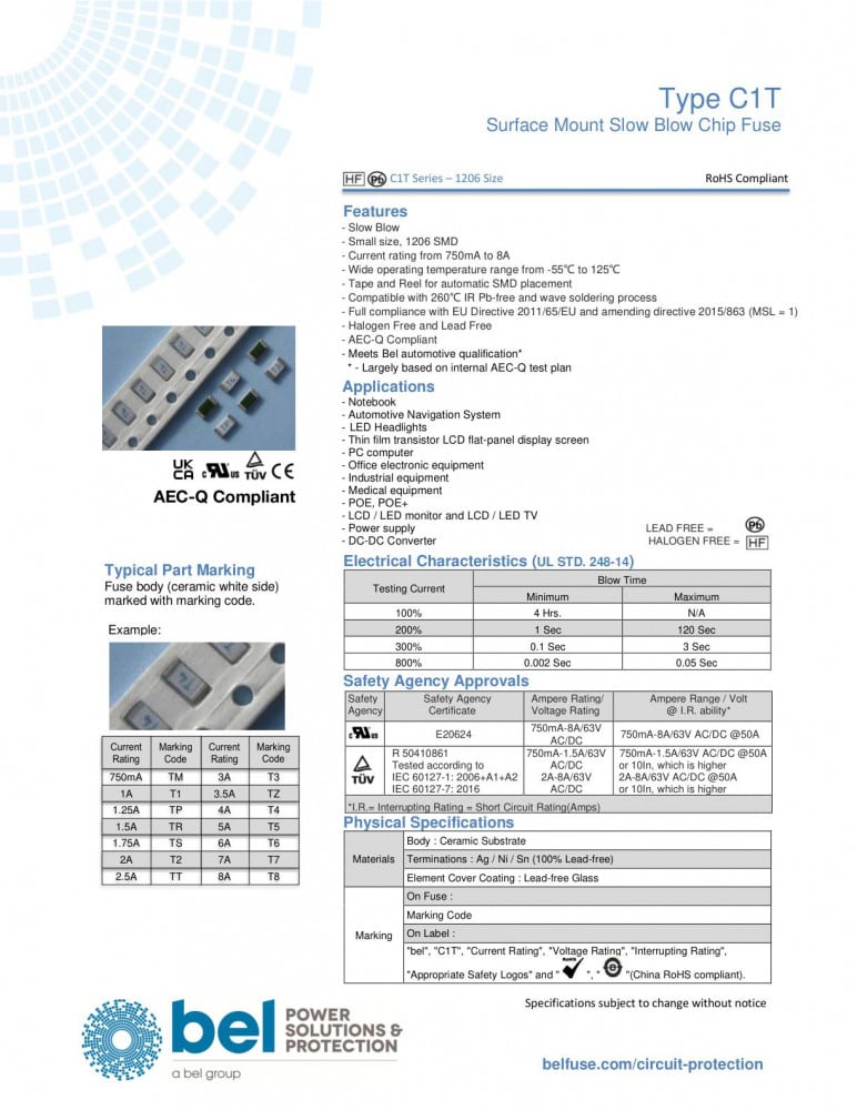 Bel Fuse 0685T3000-01 datasheet page 1
