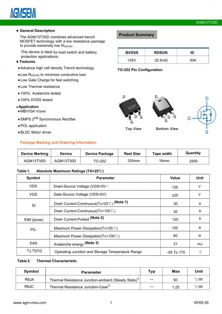 AGM13T30D datasheet page 1