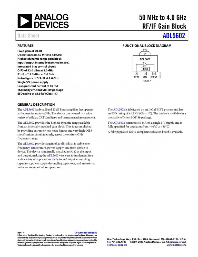 ADL5602 document page 1