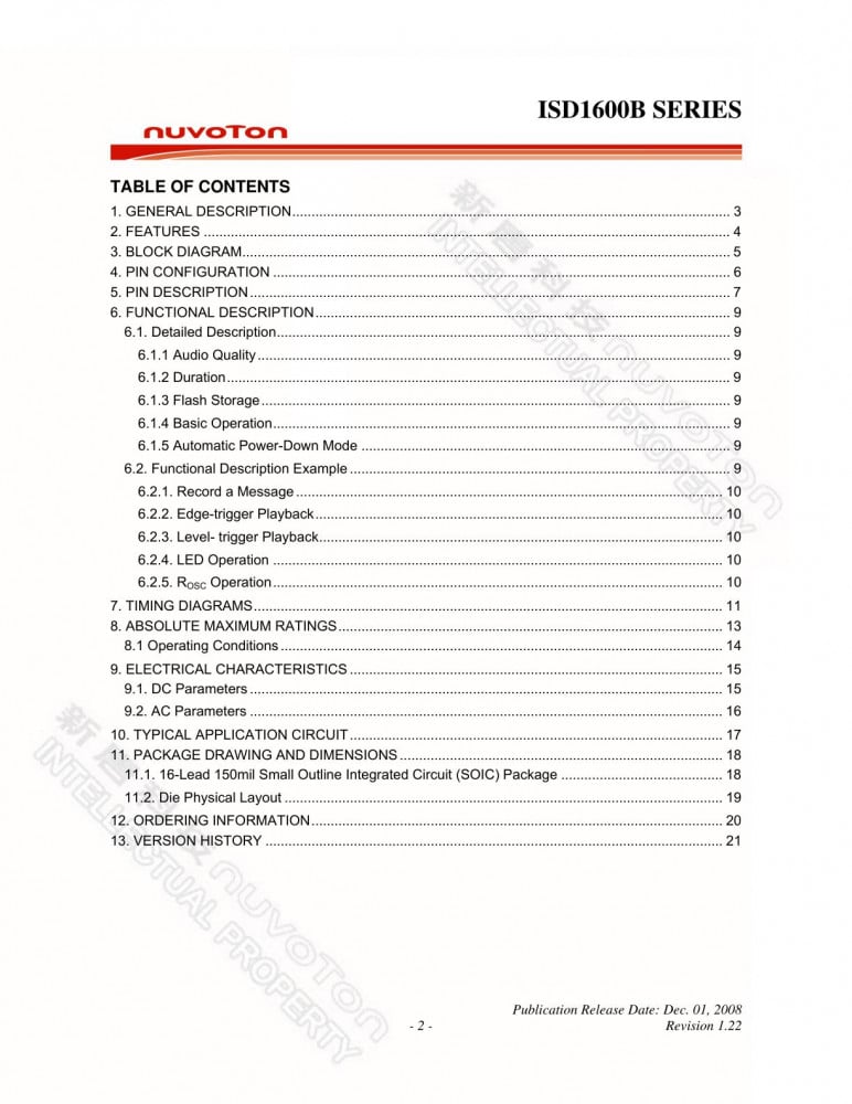 ISD1600B datasheet page 2