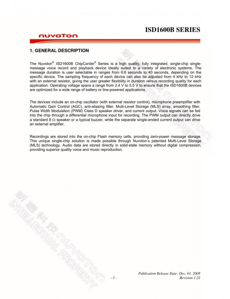 ISD1600B datasheet page 3