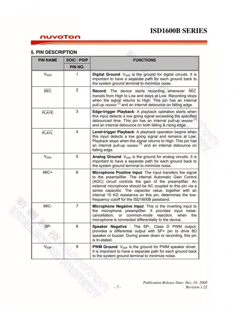 ISD1600B datasheet page 7