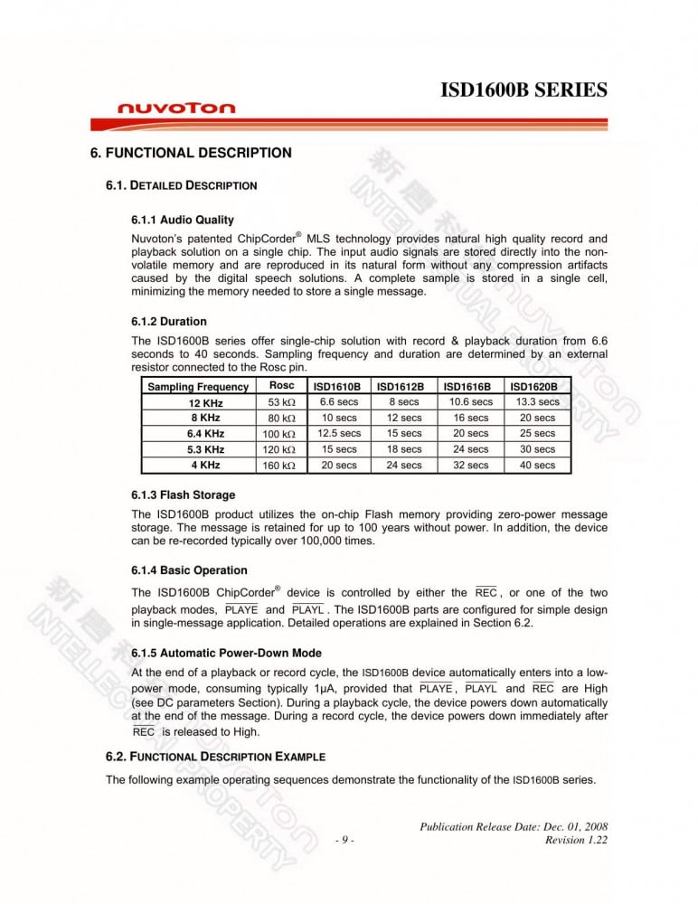 ISD1600B datasheet page 9