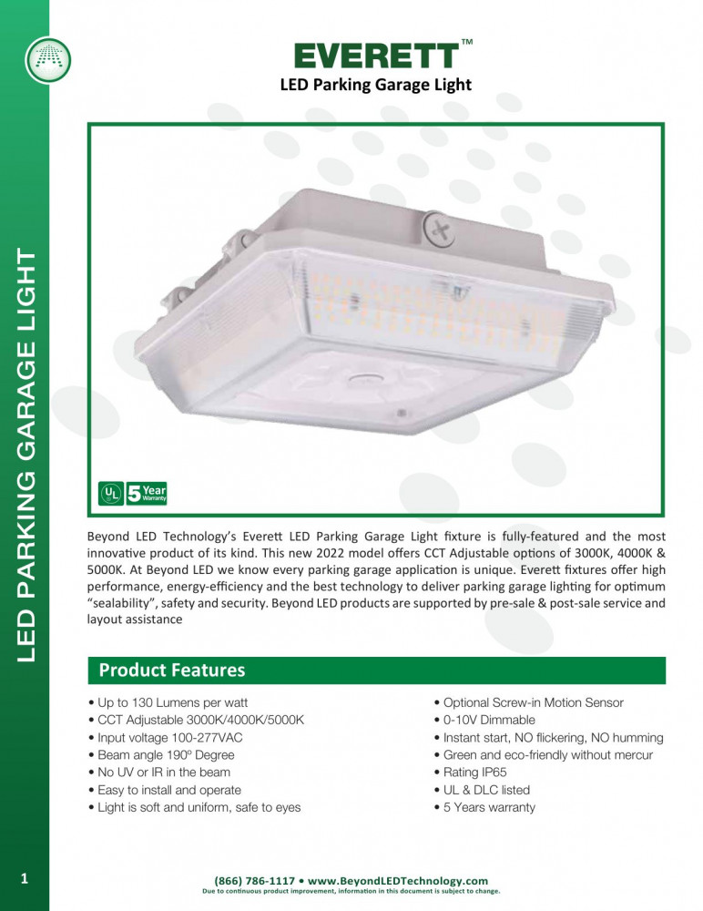 EVERETT LED Parking Garage Light technical document page 1