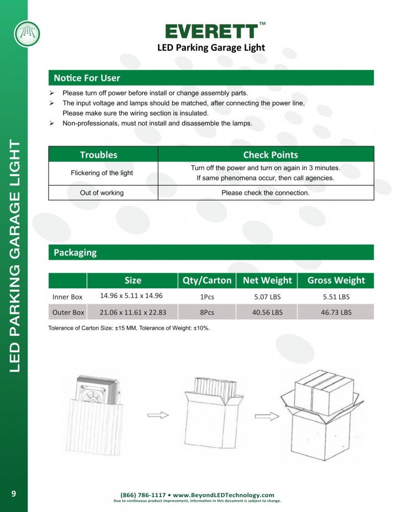EVERETT LED Parking Garage Light technical document page 9