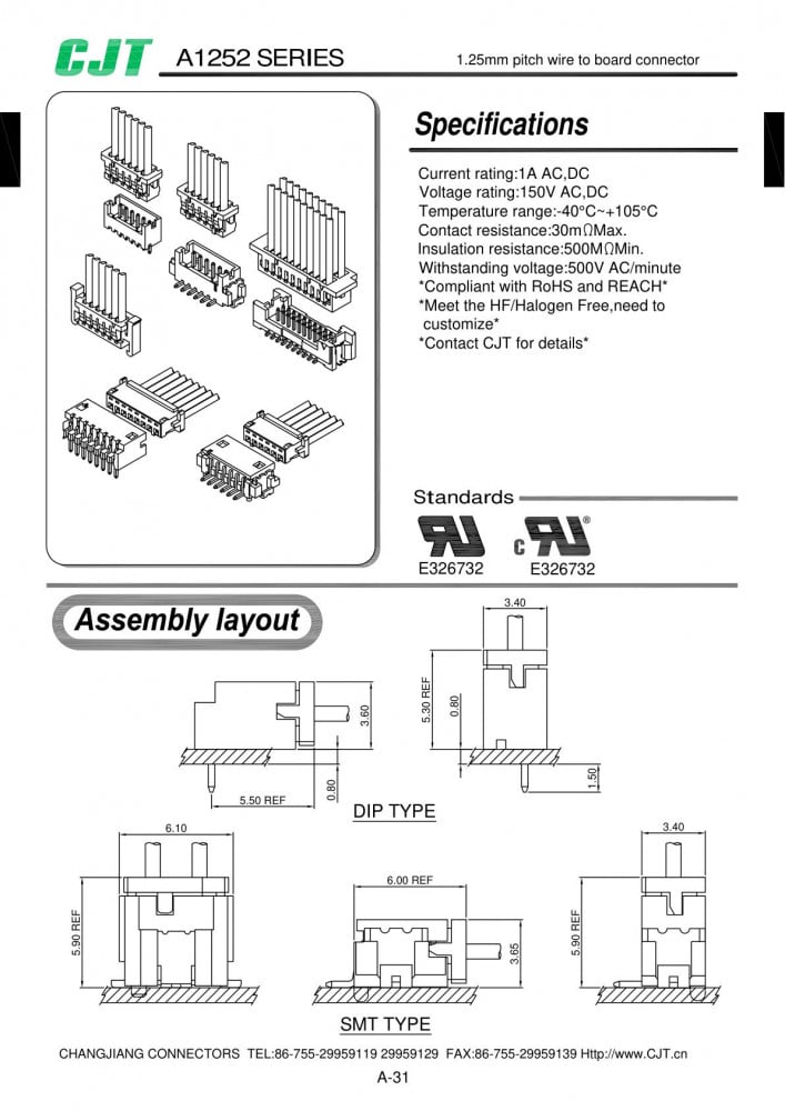 CJT A1252 series datasheet page 1