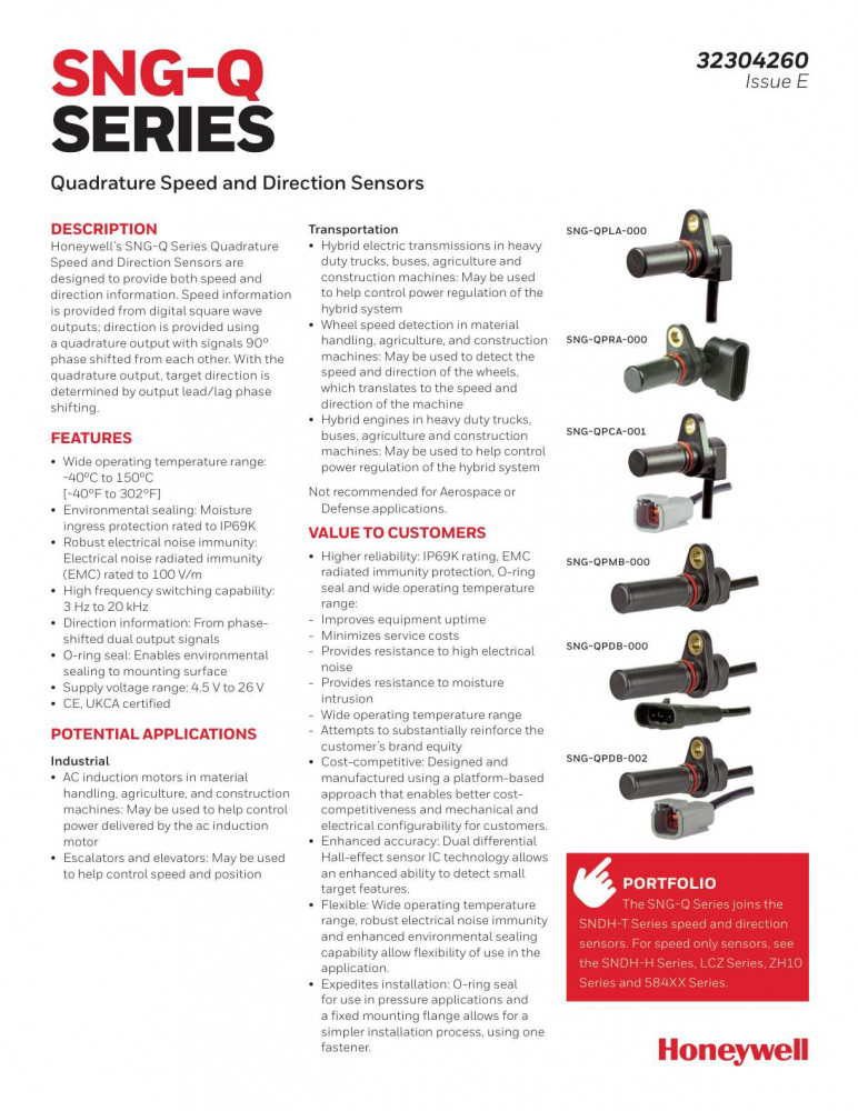 Honeywell SNG-Q series technical document page 1
