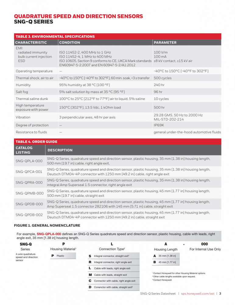 Honeywell SNG-Q series technical document page 3