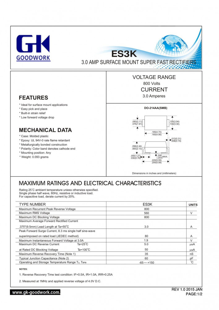 GOODWORK ES3K datasheet page 1