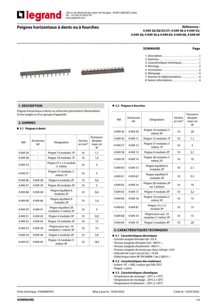 Legrand 404937 technical document page 1