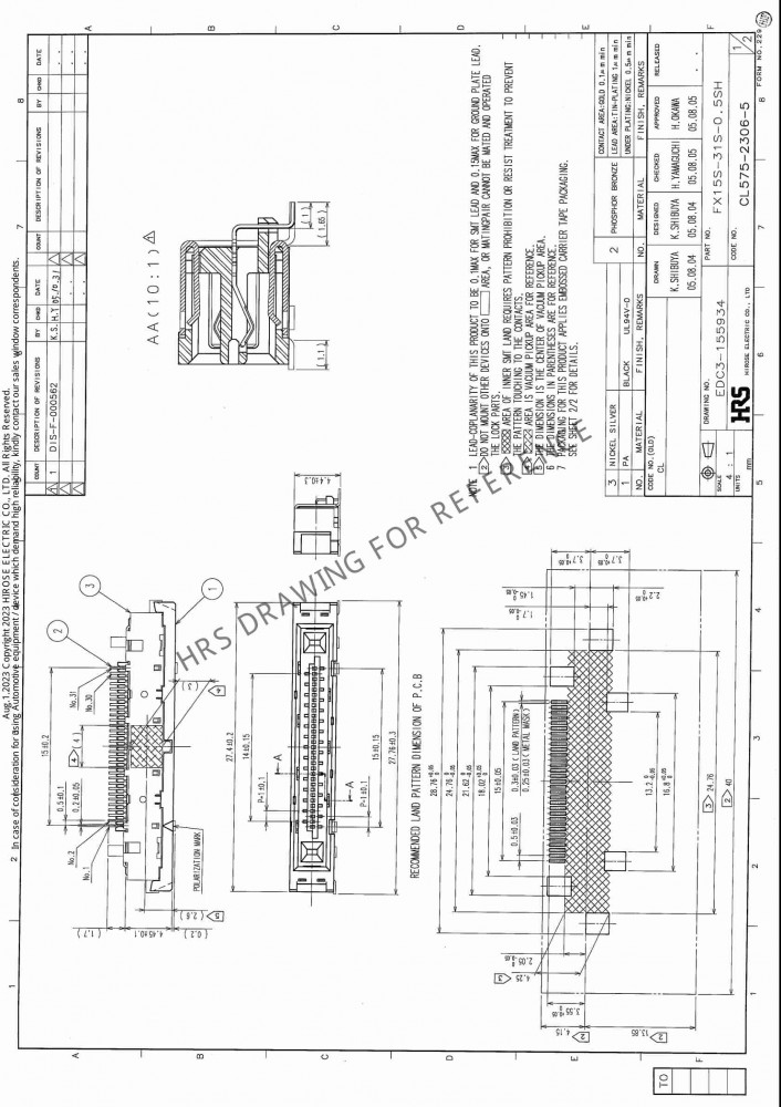 HRS FX15S-31S-0.5SH document page 1