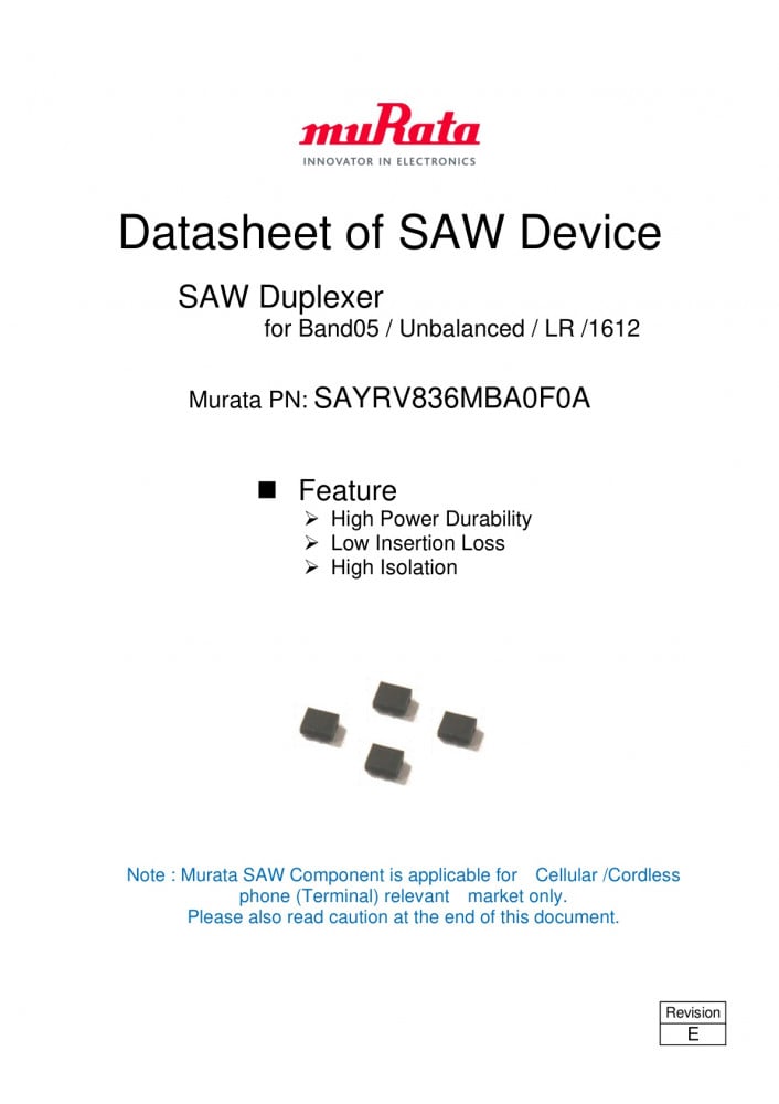 SAYRV836MBA0F0AR00 datasheet page 1