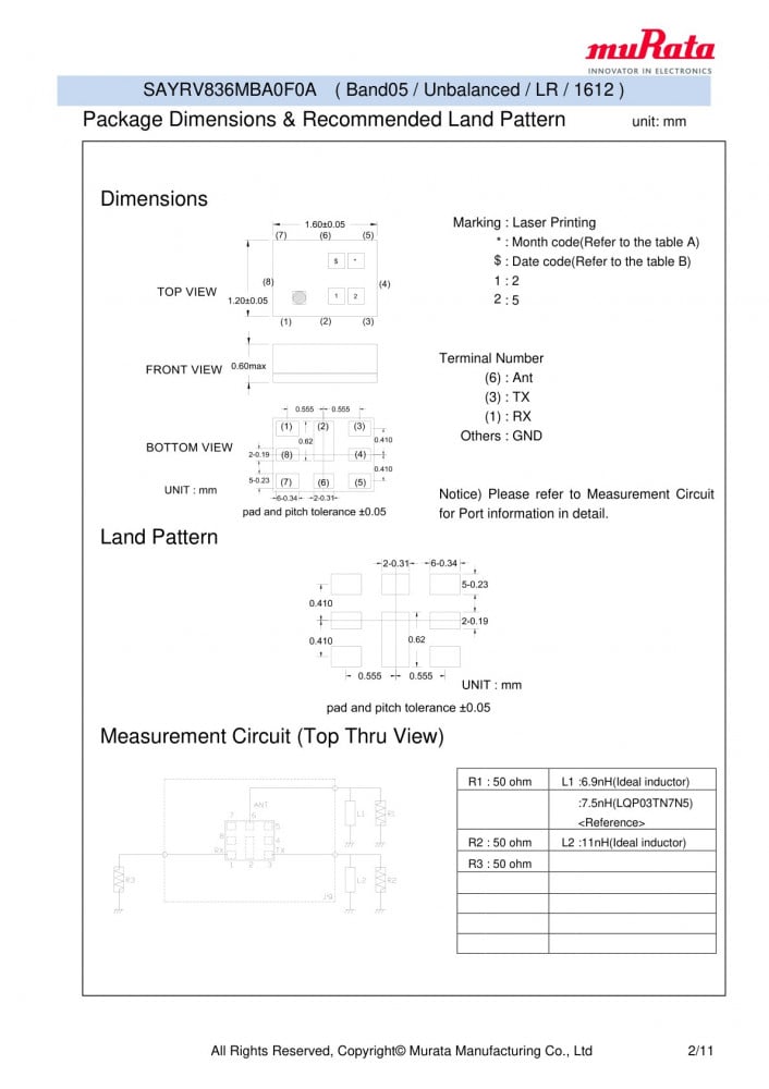 SAYRV836MBA0F0AR00 datasheet page 3