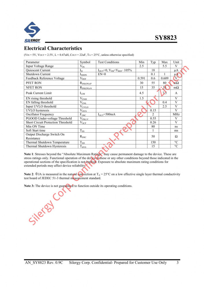 SY8823QUC datasheet page 3