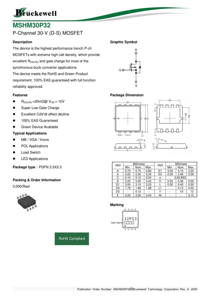 MSHM30P32 datasheet page 1