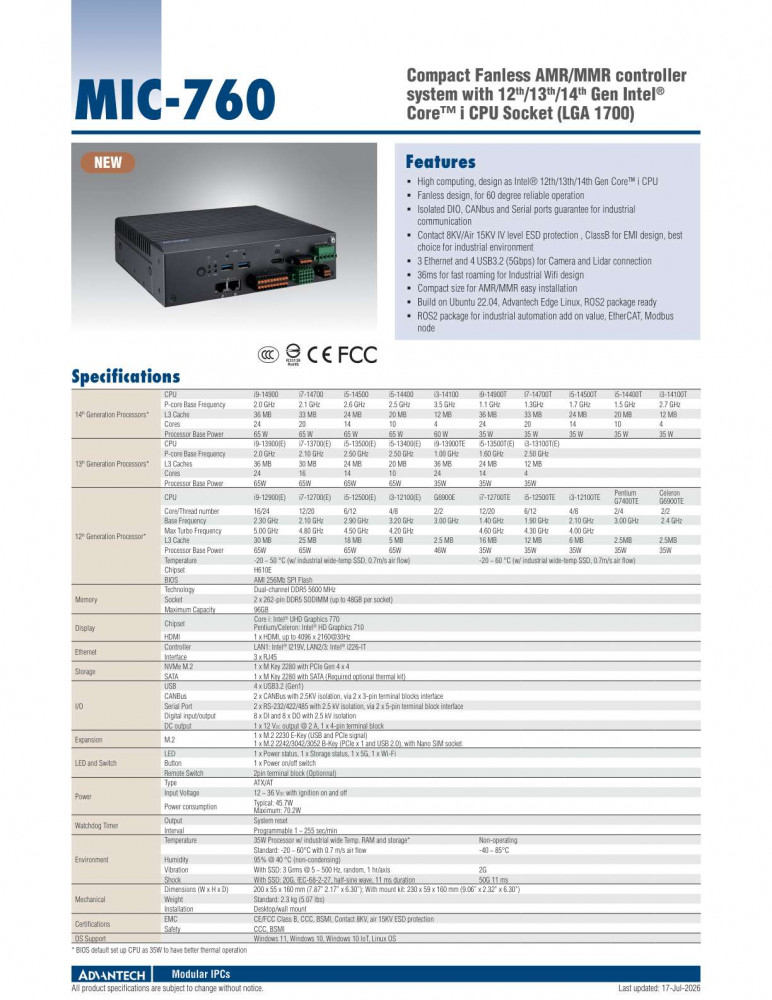 MIC-760 technical documentation page 1