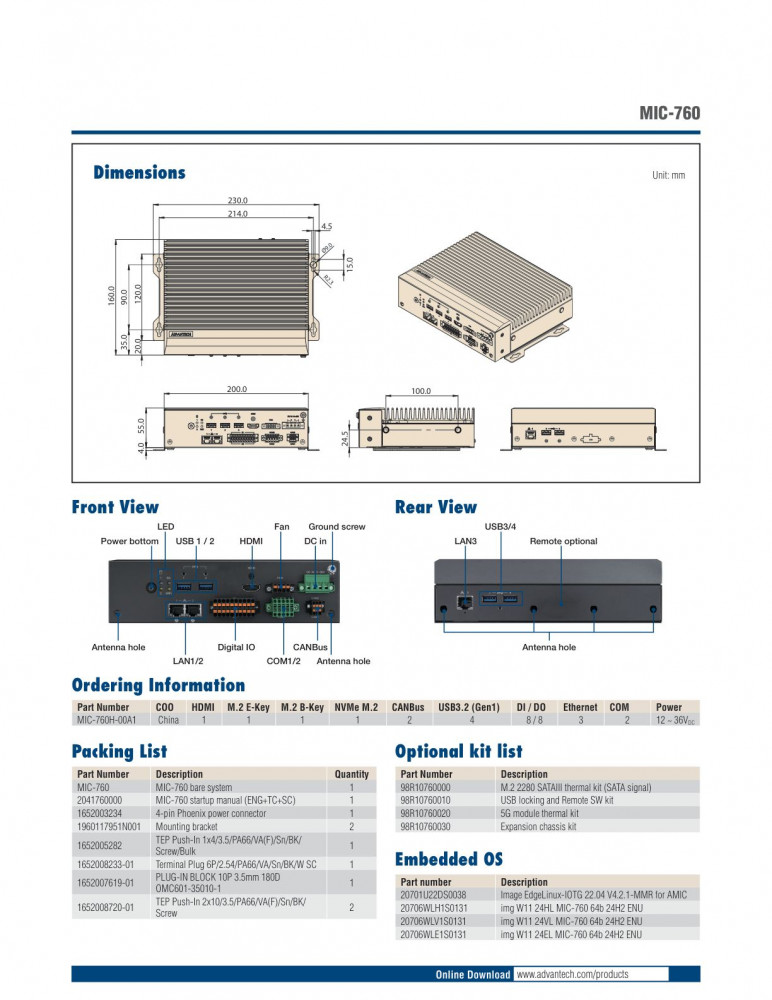 MIC-760 technical documentation page 2