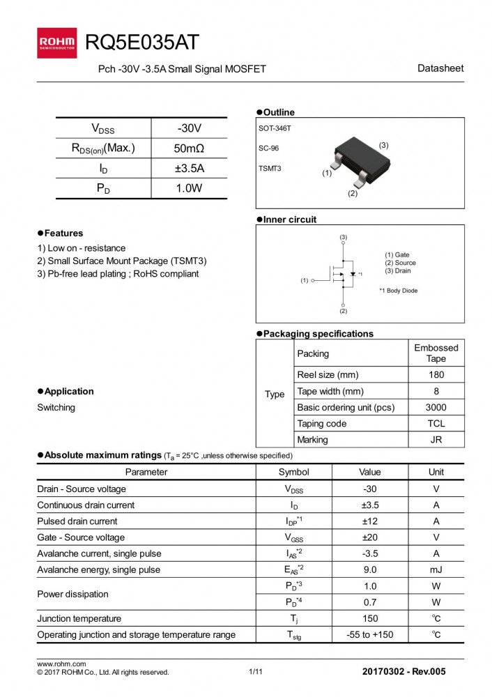RQ5E035ATTCL datasheet page 1