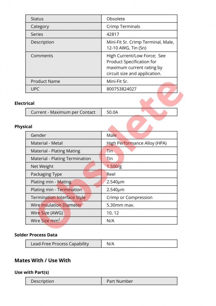 Technical document page 2 for MOLEX 428170111