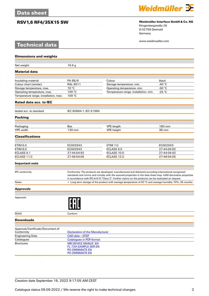 WEIDMULLER 1690110000 documentation page 2
