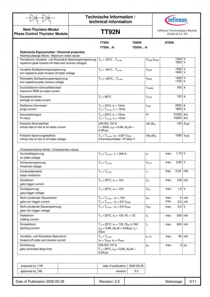 TT92N16KOF technical document page 2