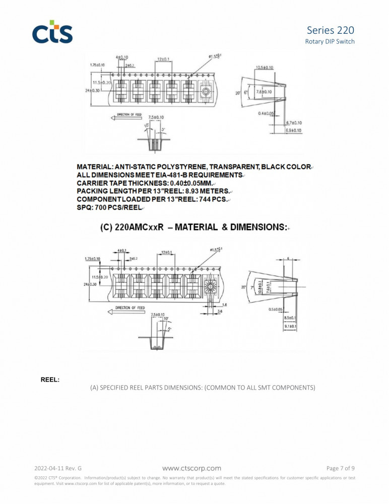 CTS Series 220 datasheet page 7