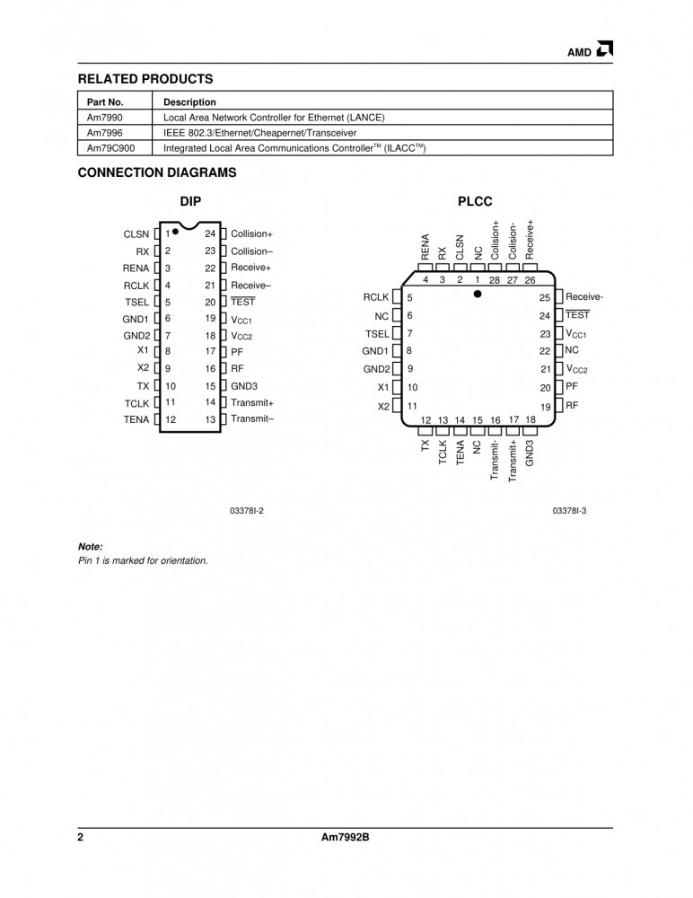 AM7992B technical document page 2