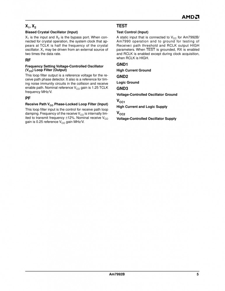 AM7992B technical document page 5