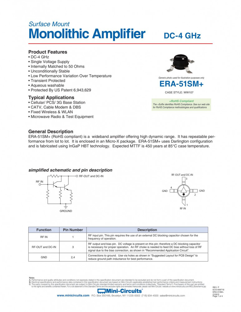 ERA-51SM+ datasheet page 1