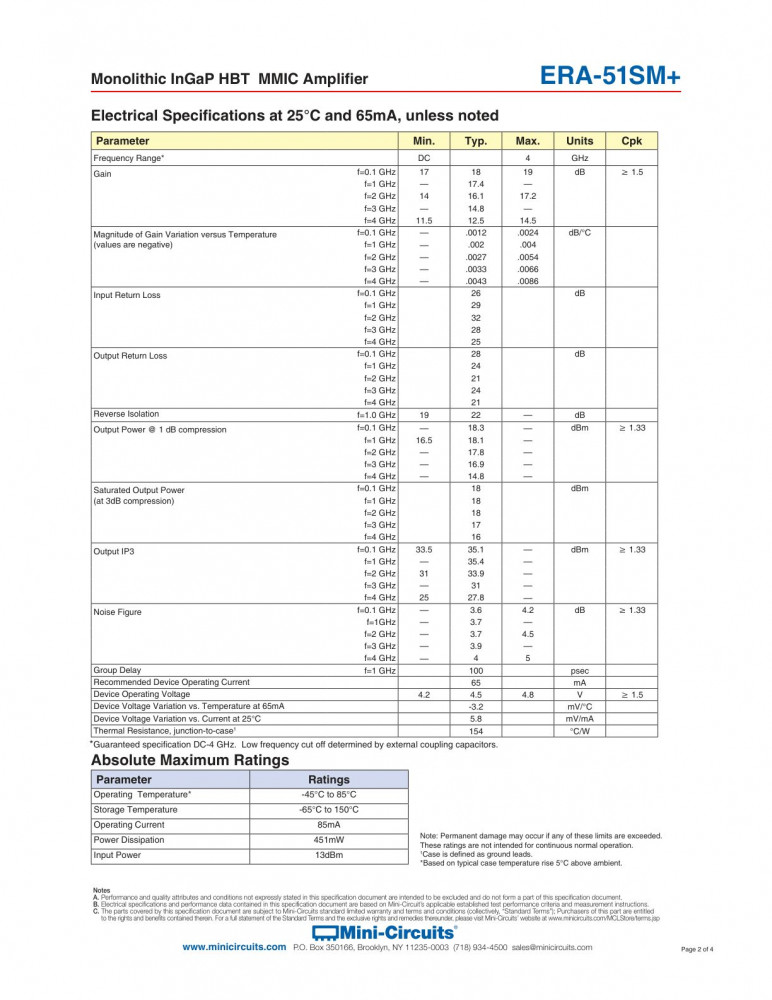 ERA-51SM+ datasheet page 2