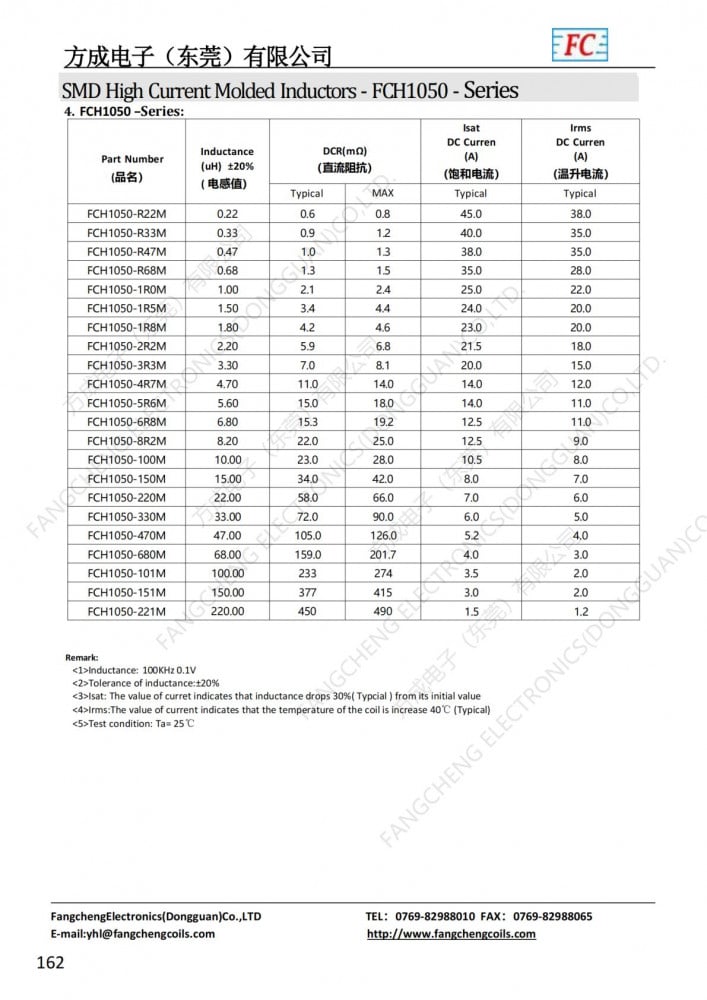 FCH1050-6R8M technical document page 2