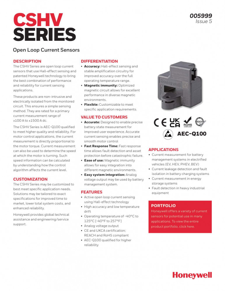 CSHV Series datasheet page 1