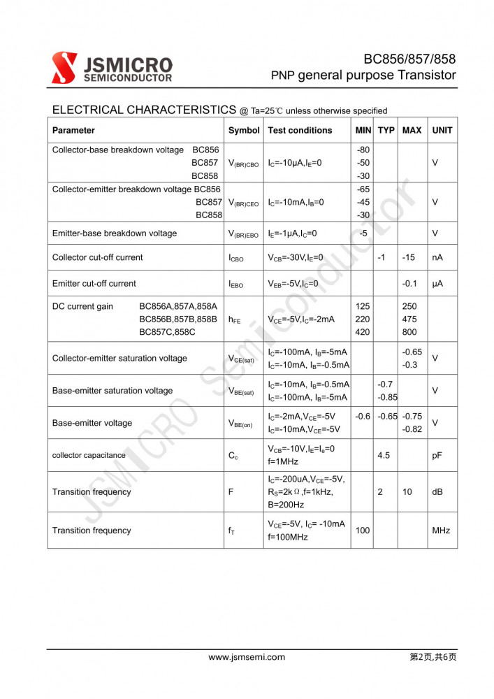 BC857-JSM datasheet page 2