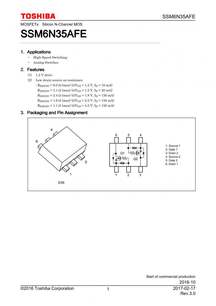 SSM6N35AFE,LF datasheet page 1