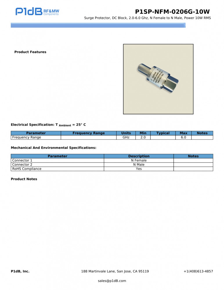 P1SP-NFM-0206G-10W product document image