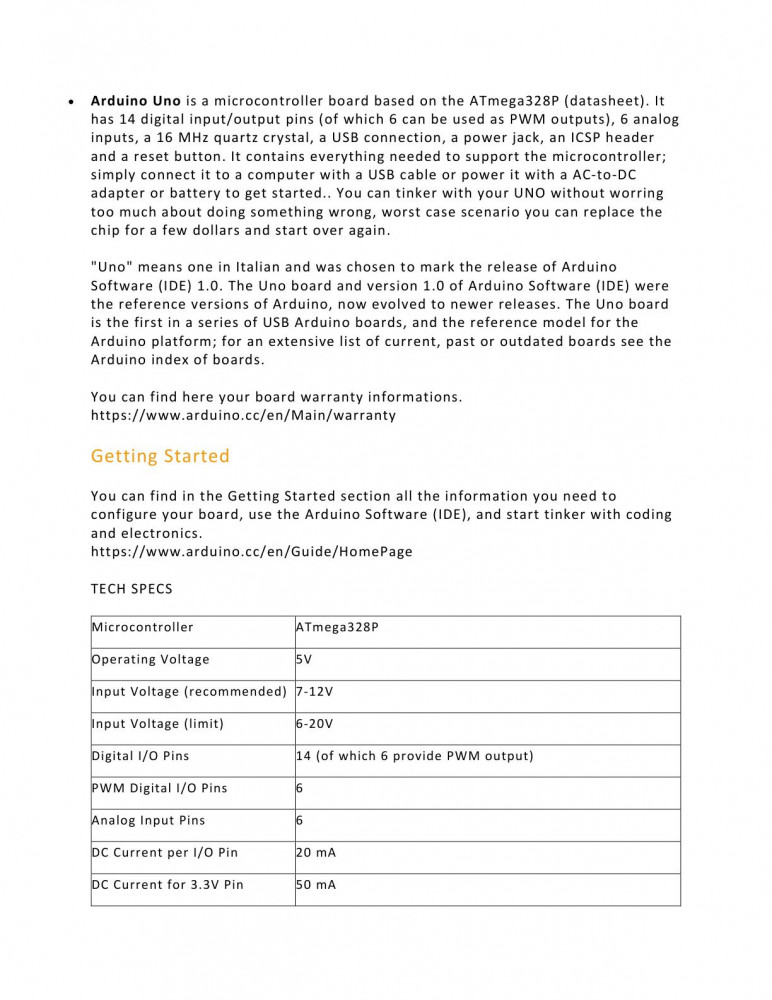Arduino Uno Rev3 technical document page 2